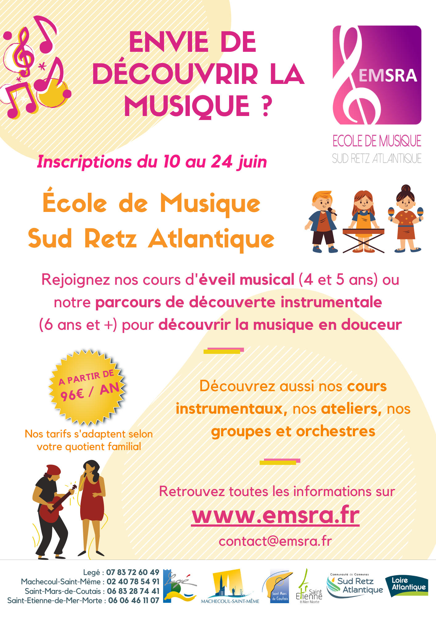 Inscriptions EMSRA 2024-2025 - EMSRA - Ecole de Musique Sud Retz Atlantique